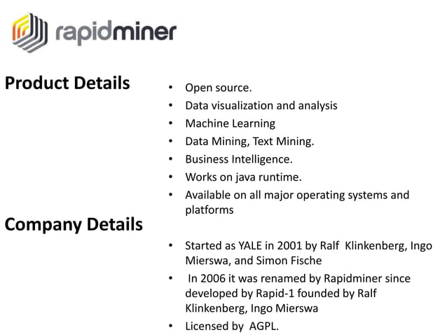 Data mining tools (R , WEKA, RAPID MINER, ORANGE) | PPTX | Computer ...