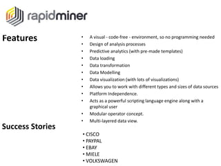 Data mining tools (R , WEKA, RAPID MINER, ORANGE) | PPTX