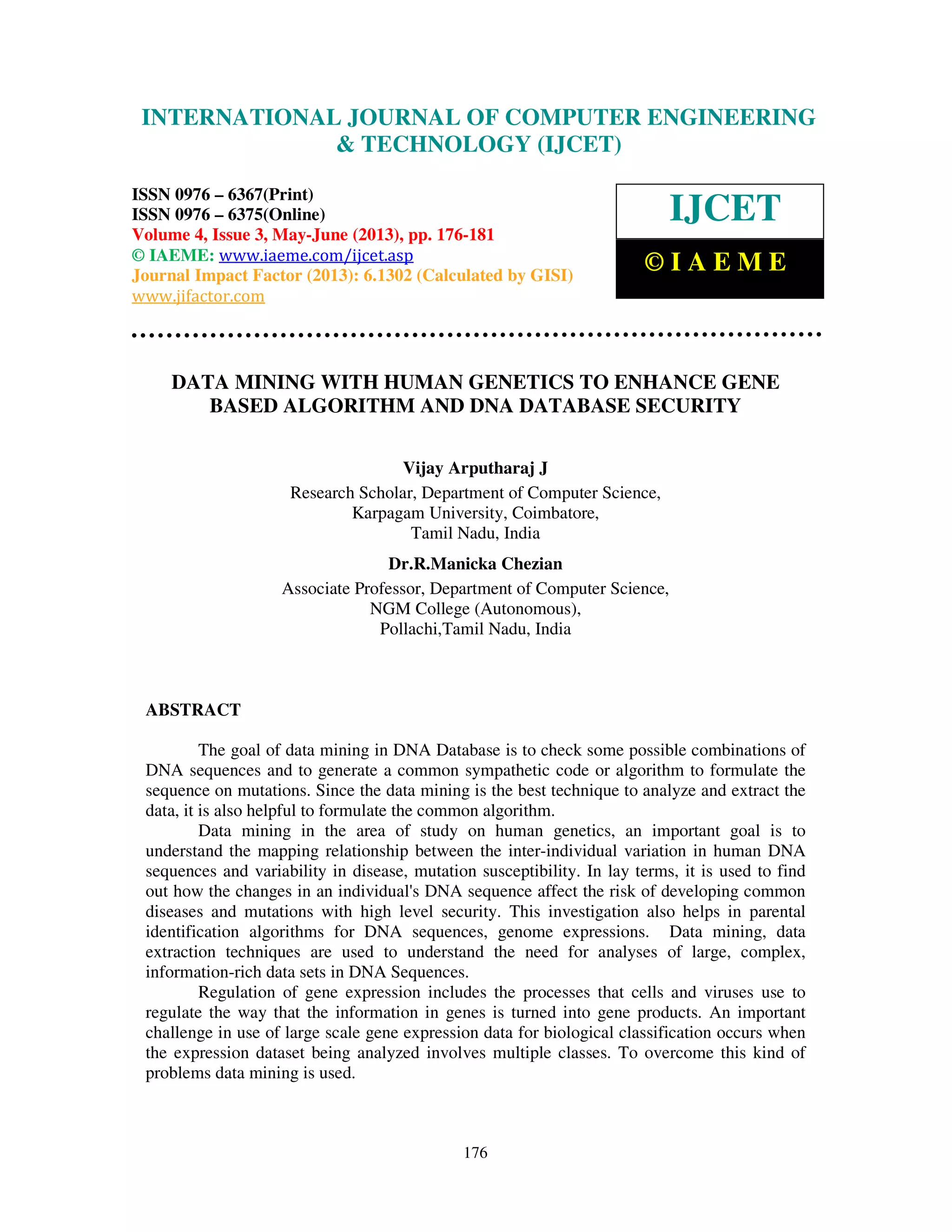 Data Mining With Human Genetics To Enhance Gene Based Algorithm And Pdf