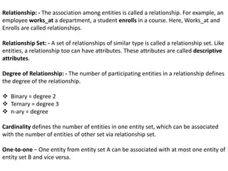 Data model and entity relationship | PPTX