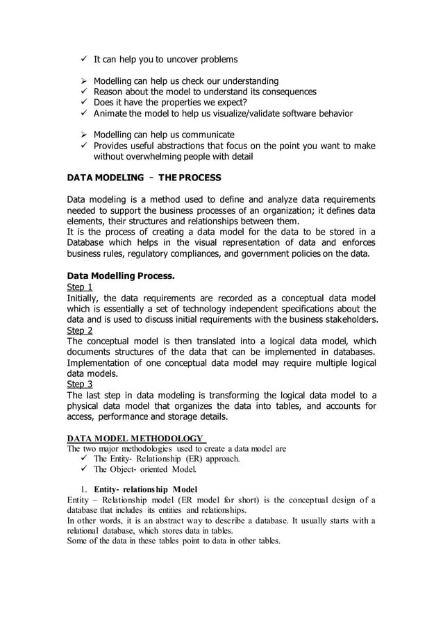 Data Modeling.docx | Databases | Computer Software and Applications