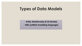 data modelingEntity-Relationship (E-R) Models UML (unified modeling language).pptx