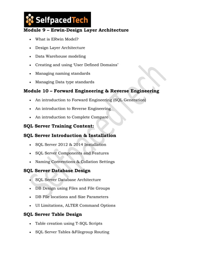 Data Modeling With Sql Server Course Content Data Modeling With Sql Server Online Training