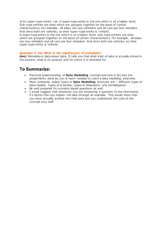 Data modelling interview question | DOCX | Databases | Computer Software and Applications