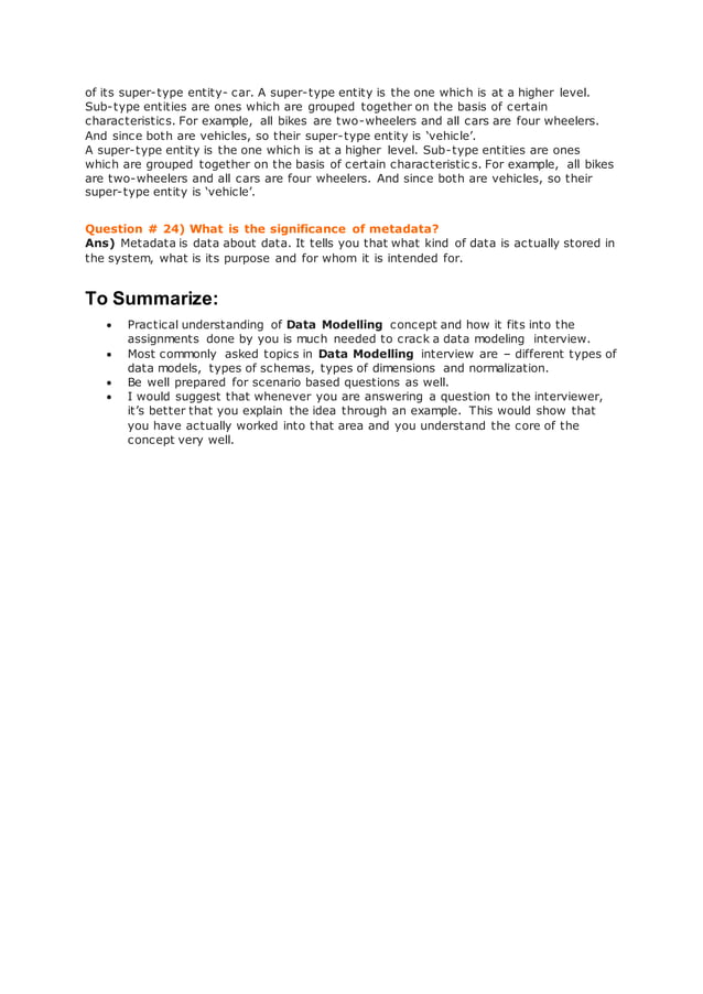 Data modelling interview question | DOCX | Databases | Computer Software and Applications