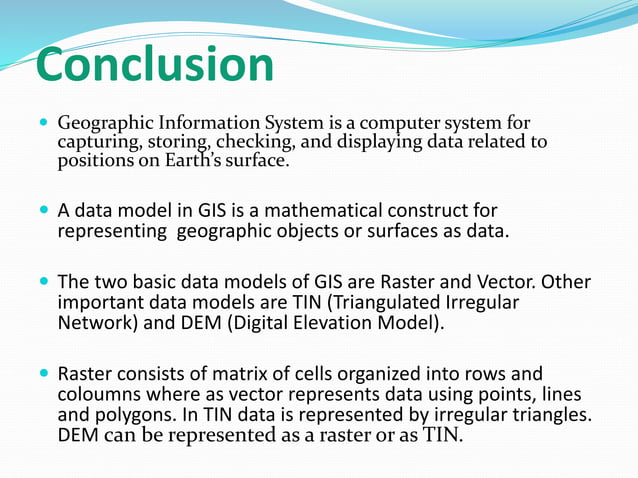 Data models in geographical information system(GIS)
