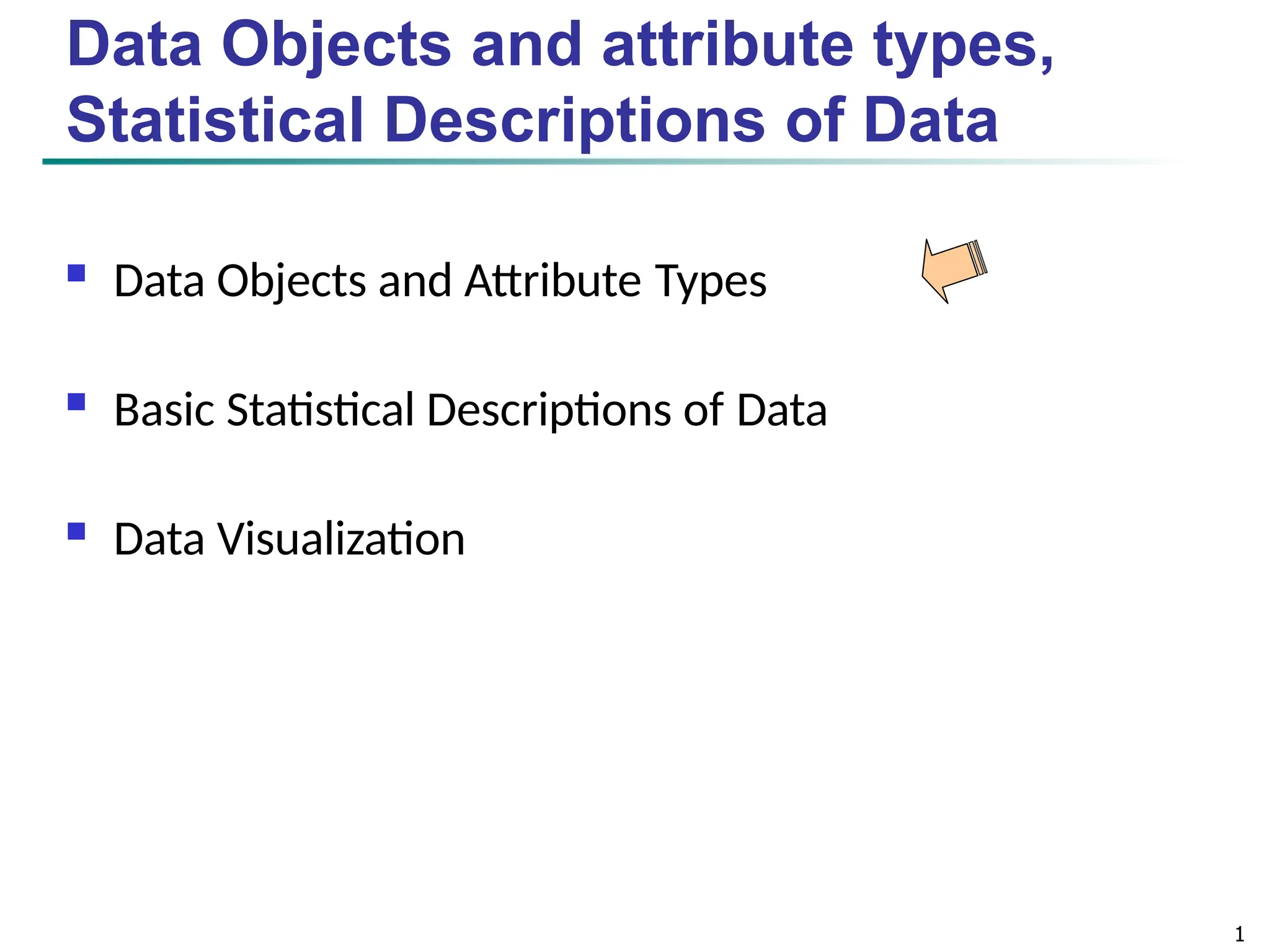 Data Objects and attribute types, Statistical description of data ...