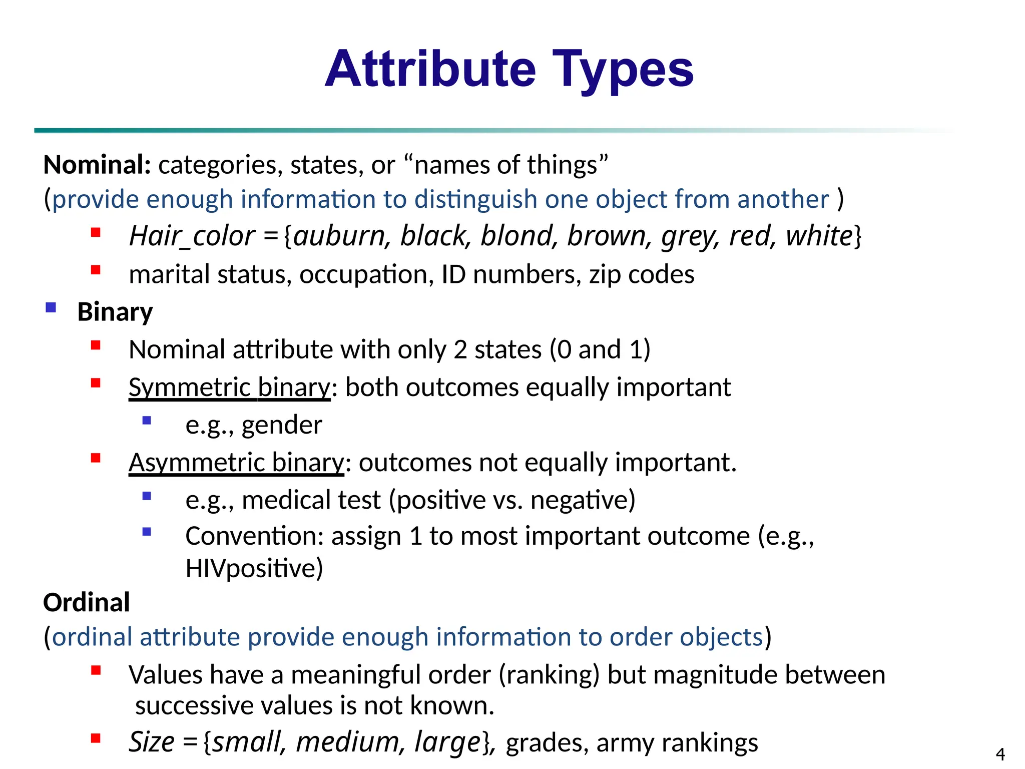 Data Objects and attribute types, Statistical description of data ...