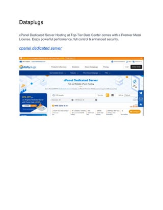 cPanel Dedicated Server Hosting at Top-Tier Data Center comes with a ...