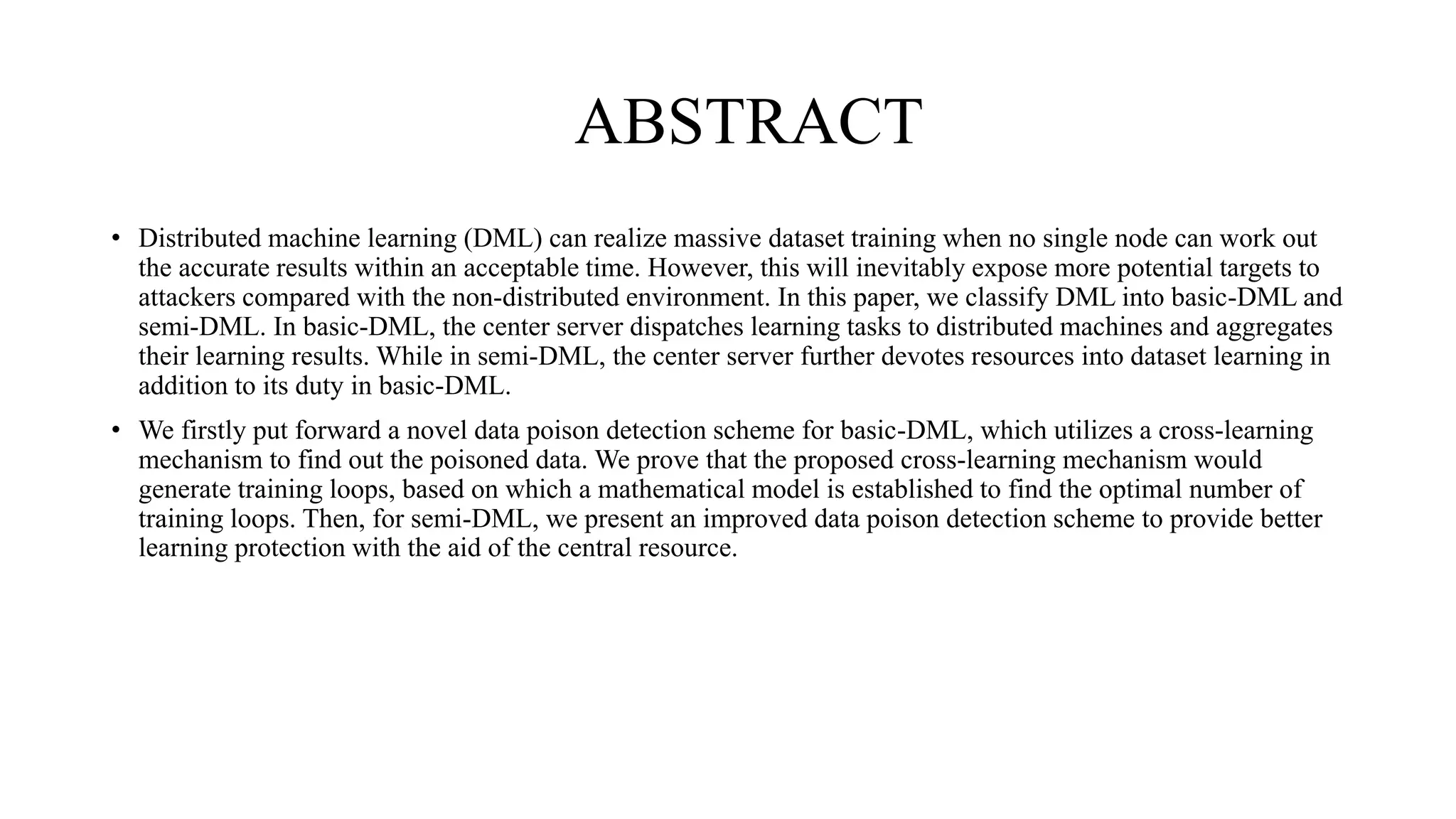 Data poison detection schemes for distributed Machine Learning.pptx