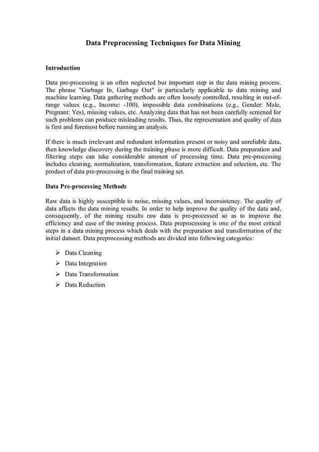 Data preprocessing | PDF