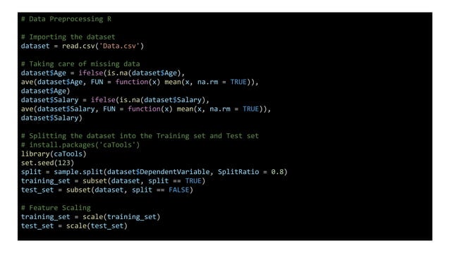 Data preprocessing for Machine Learning with R and Python | PPT