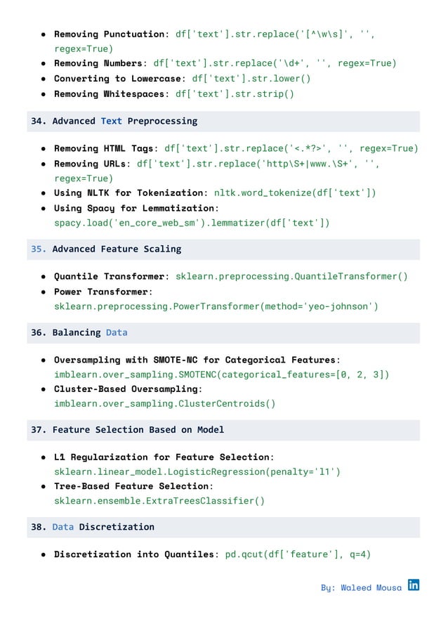 Data Preprocessing Cheatsheet for learners | PDF | Technology & Computing