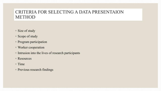 DATA PRESENTATION METHODS - 1.pptx | Databases | Computer Software and Applications