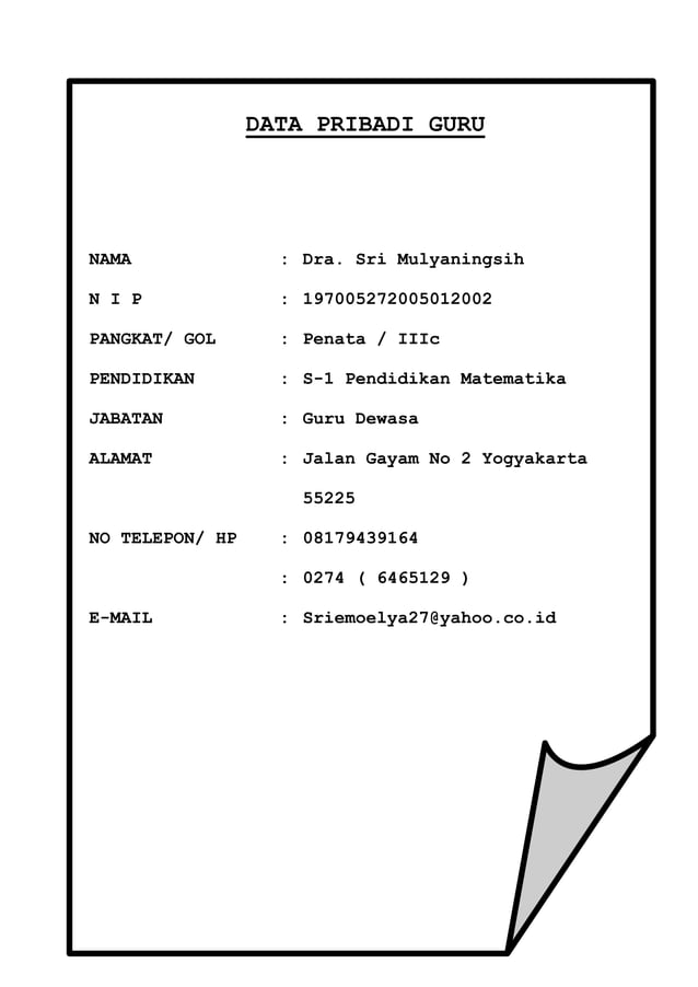 Data pribadi guru | PDF