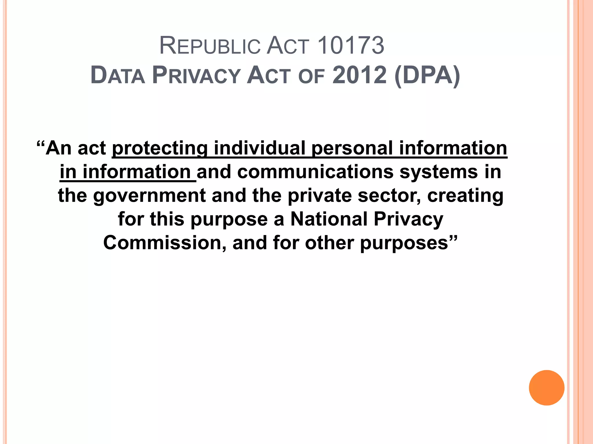 Data Privacy Act in the Philippines | PPTX