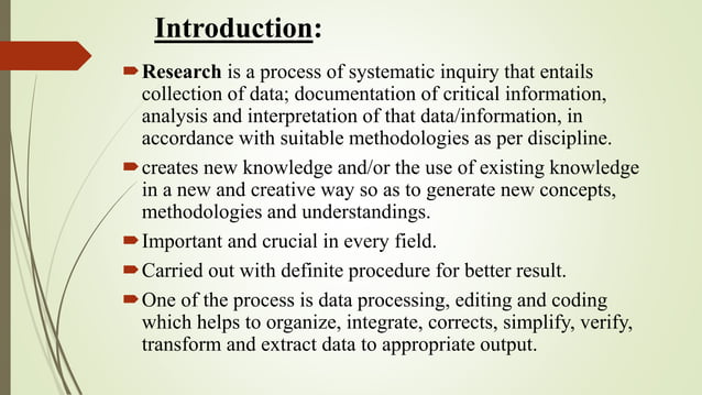 Data processing, editing and coding | PPTX