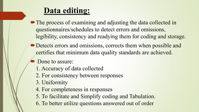 Data processing, editing and coding | PPTX