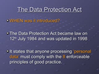 Data Protection Act | PPT