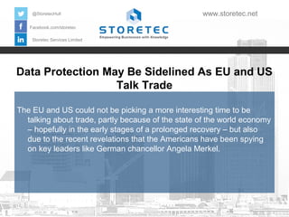 Data protection may be sidelined as eu and us talk trade | PPT | Free ...
