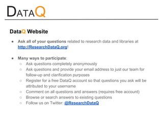 DataQ: A Platform to Answer Research Data Q's in Libraries | PDF