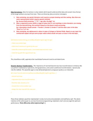 Data Quality, Correctness and Dynamic Transformations using Spark and Scala | PDF