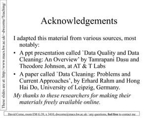 Data Quality and Data Cleaning Presentation | PPT
