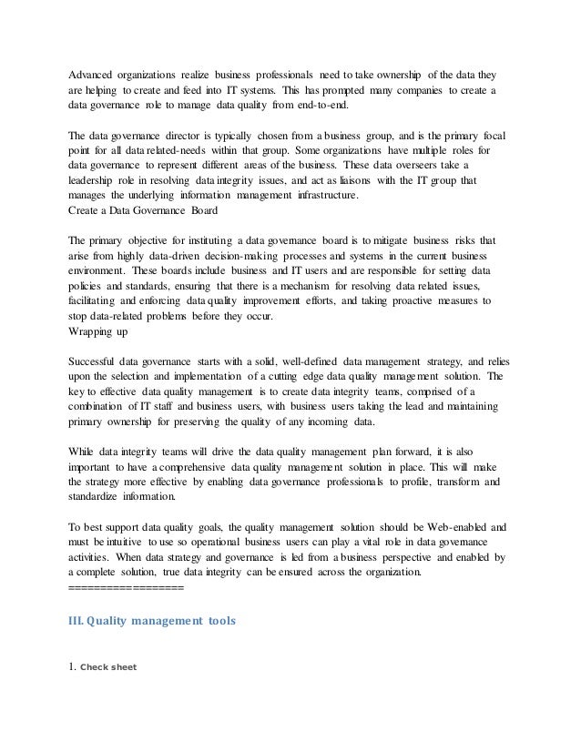 Data quality management best practices