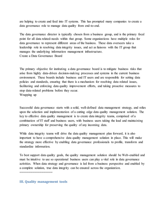 Data quality management system | DOCX | Databases | Computer Software and Applications