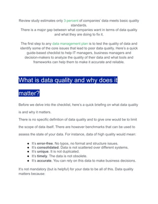Data quality testing – a quick checklist to measure and improve data ...