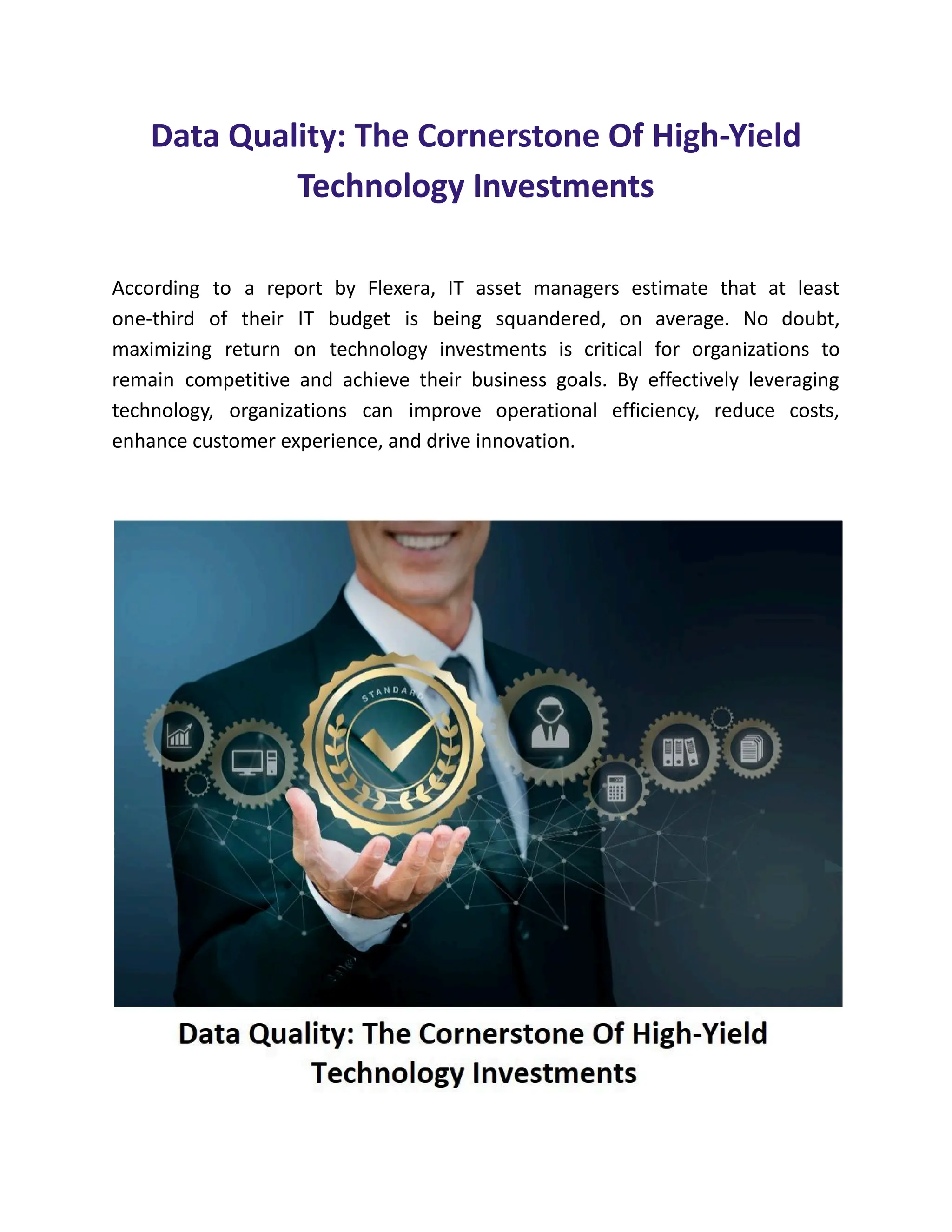 Data Quality: The Cornerstone Of High-Yield Technology Investments | PDF | Databases | Computer ...