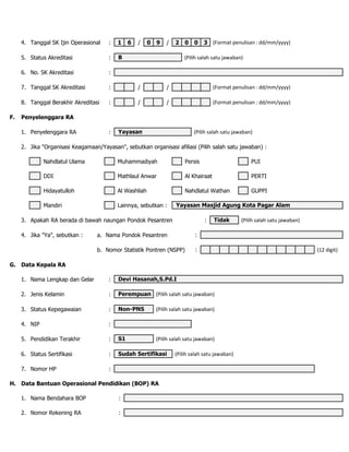 Data ra al azhar pagar alam tahun 2016 | PDF