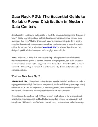 oltz Data Rack PDU: Your Guide to Stable Power in Modern Data Centers | PDF