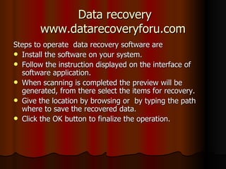 Data recovery | PPT