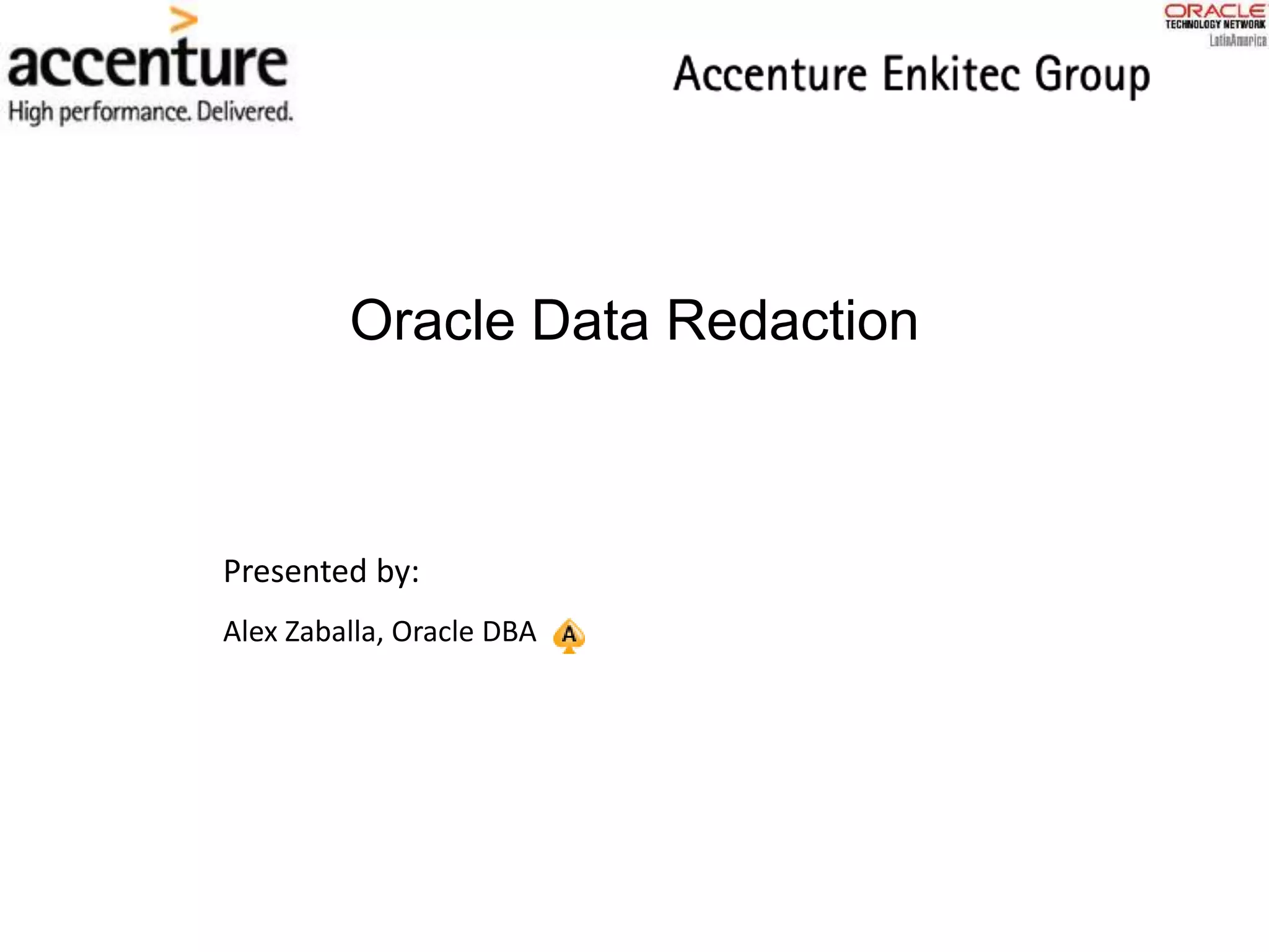Oracle Data Redaction | PPT