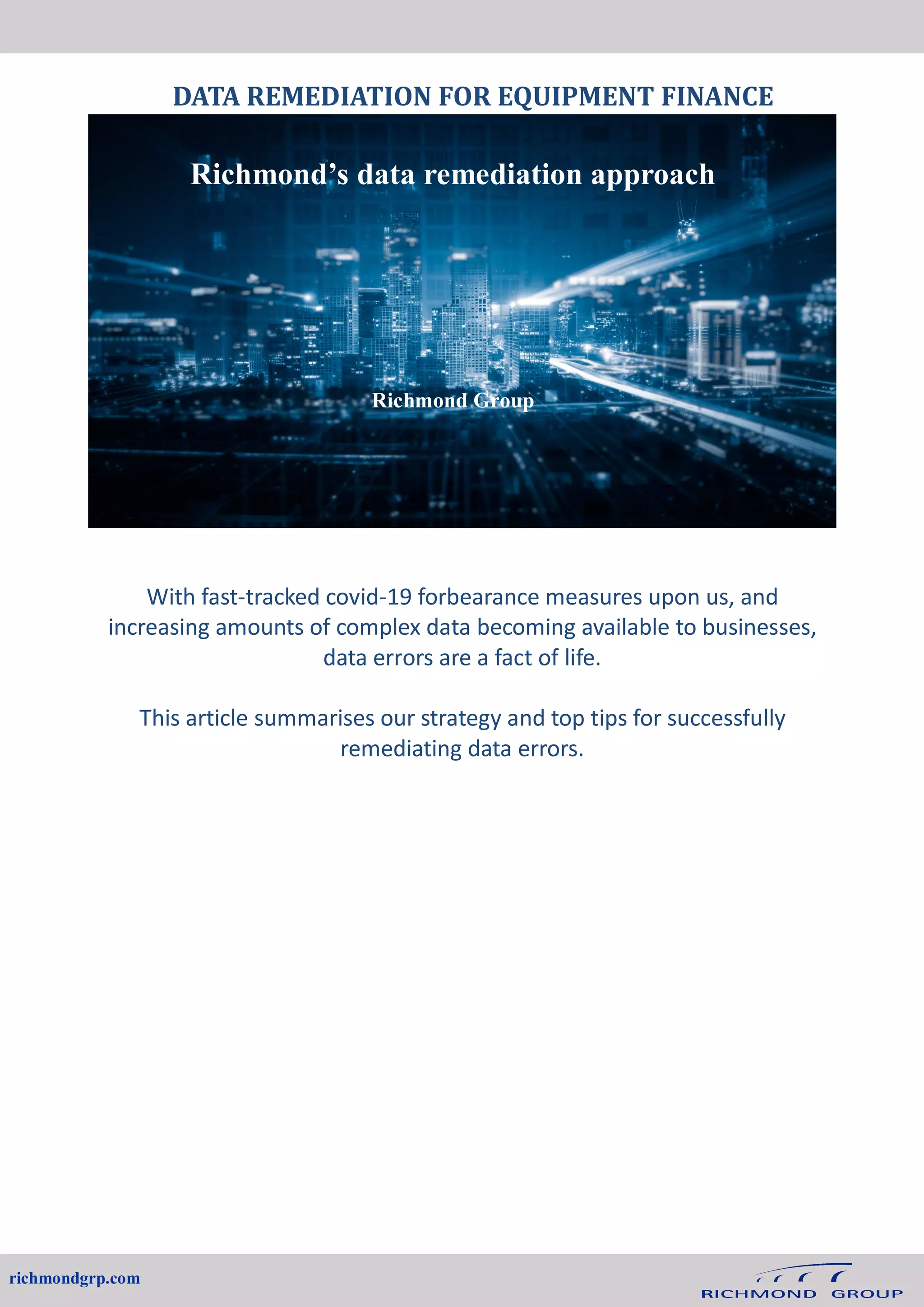 Equipment Finance Data Remediation | PDF