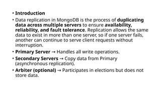 Data replication in MongoDB is the process | PPTX
