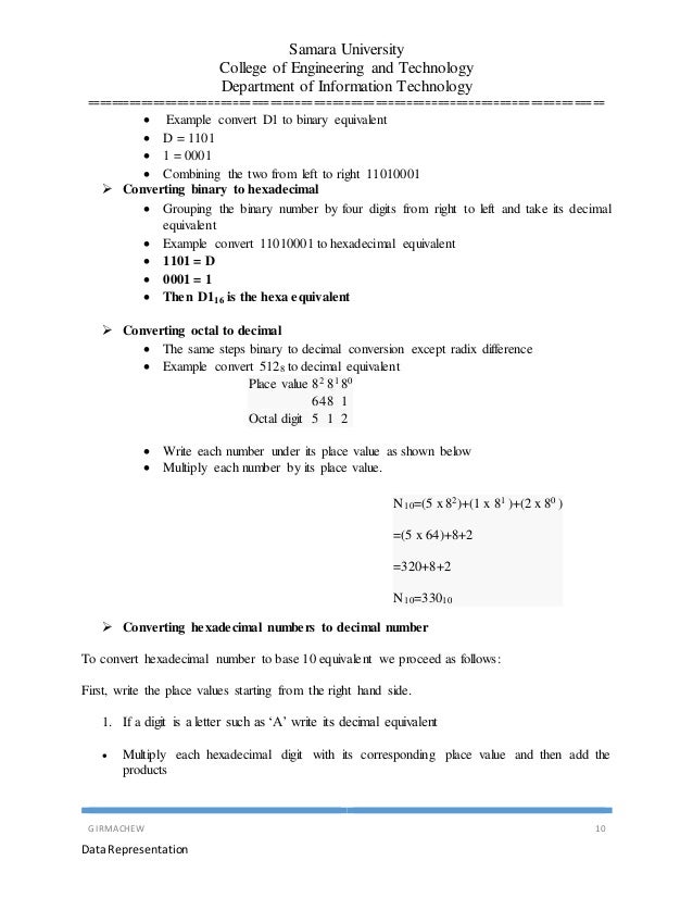 Data Representation In A Computer