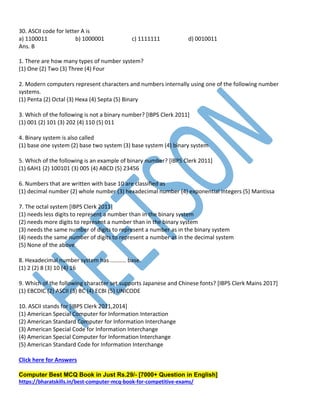 Data Representation MCQ Questions and Answers | PDF