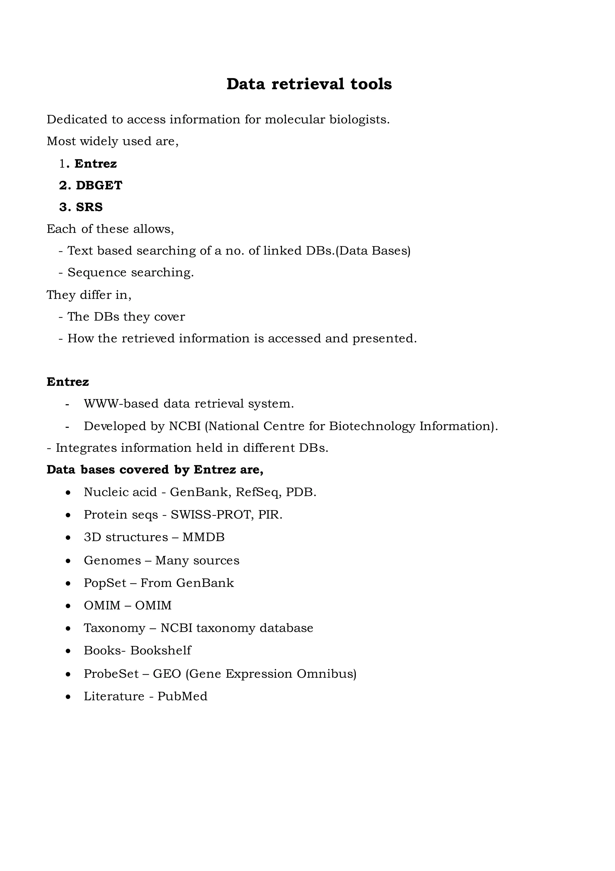 Data retrieval tools | DOCX