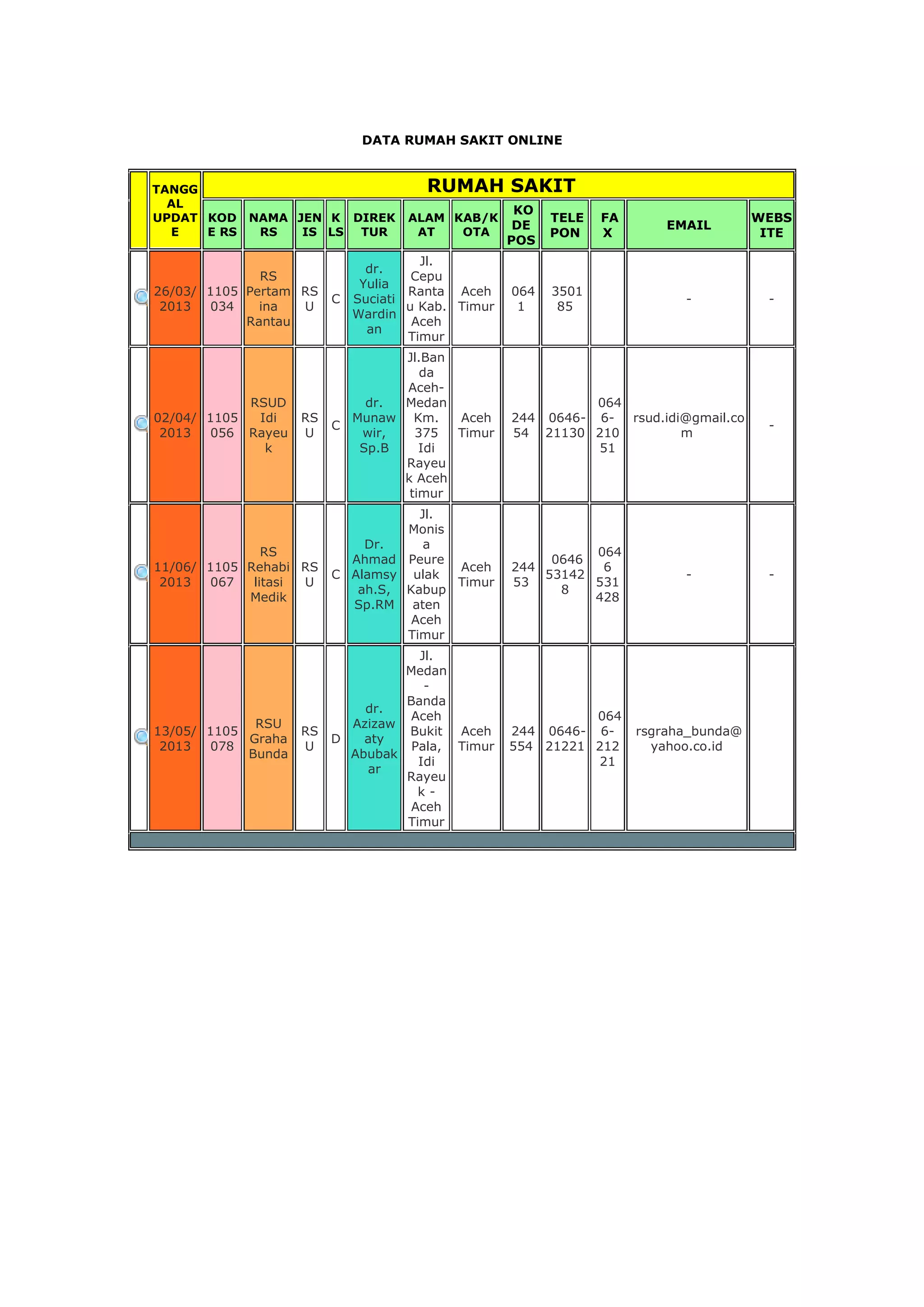 Data rumah sakit online | DOCX