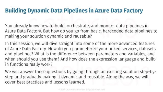 Building Dynamic Pipelines in Azure Data Factory (Data Saturday Holland)