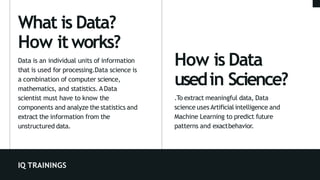 What is Data Science? |Role of Data Science in Big Data, Hadoop & Machine Learning | PPT