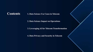 data science applications in telecommunications sector | PPTX