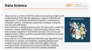 Data Science course at MIT SCHOOL OF DISTANCE EDUCATION | PPT