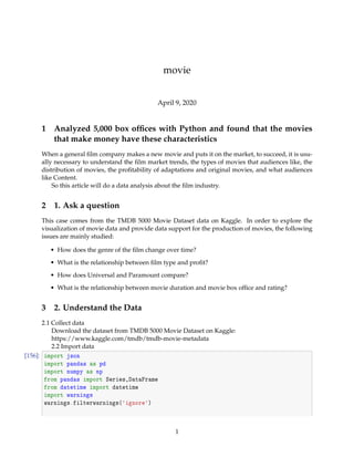 Data Science - The Most Profitable Movie Characteristic | PDF
