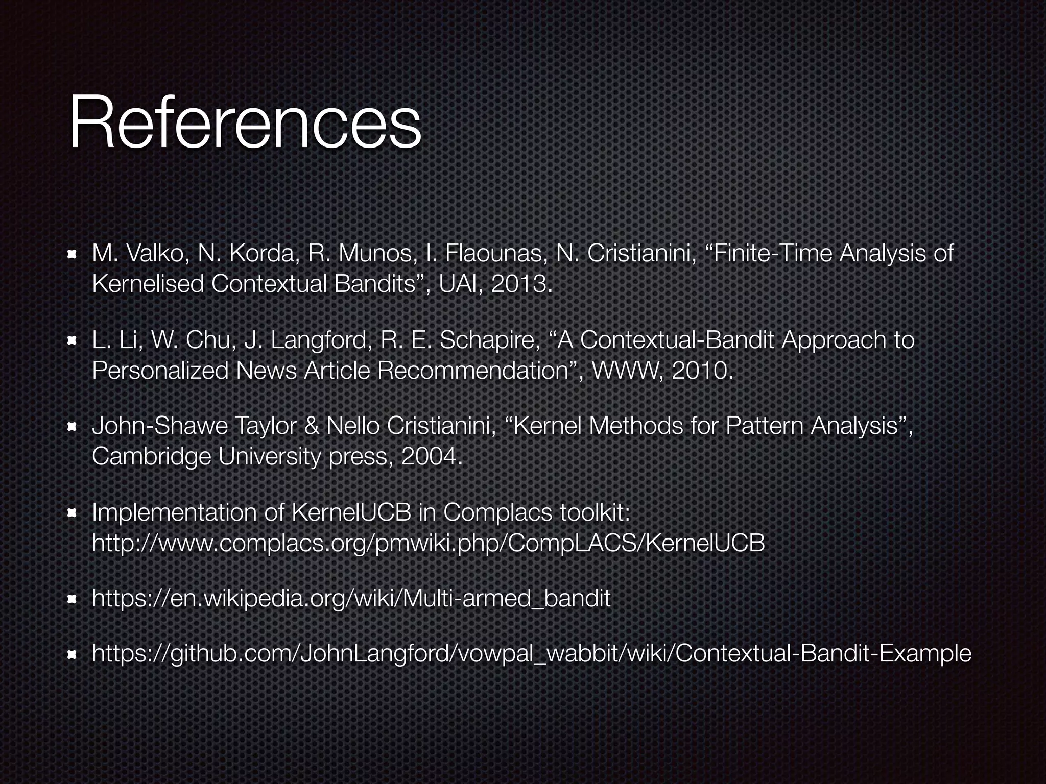 Multi-Armed Bandits: Intro, examples and tricks | PPT