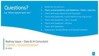 Data Science for Dummies - Data Engineering with Titanic dataset + Databricks + Python | PPTX