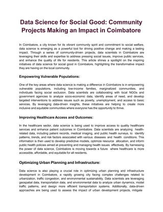 Data Science for Social Good_ Community Projects Making an Impact in ...
