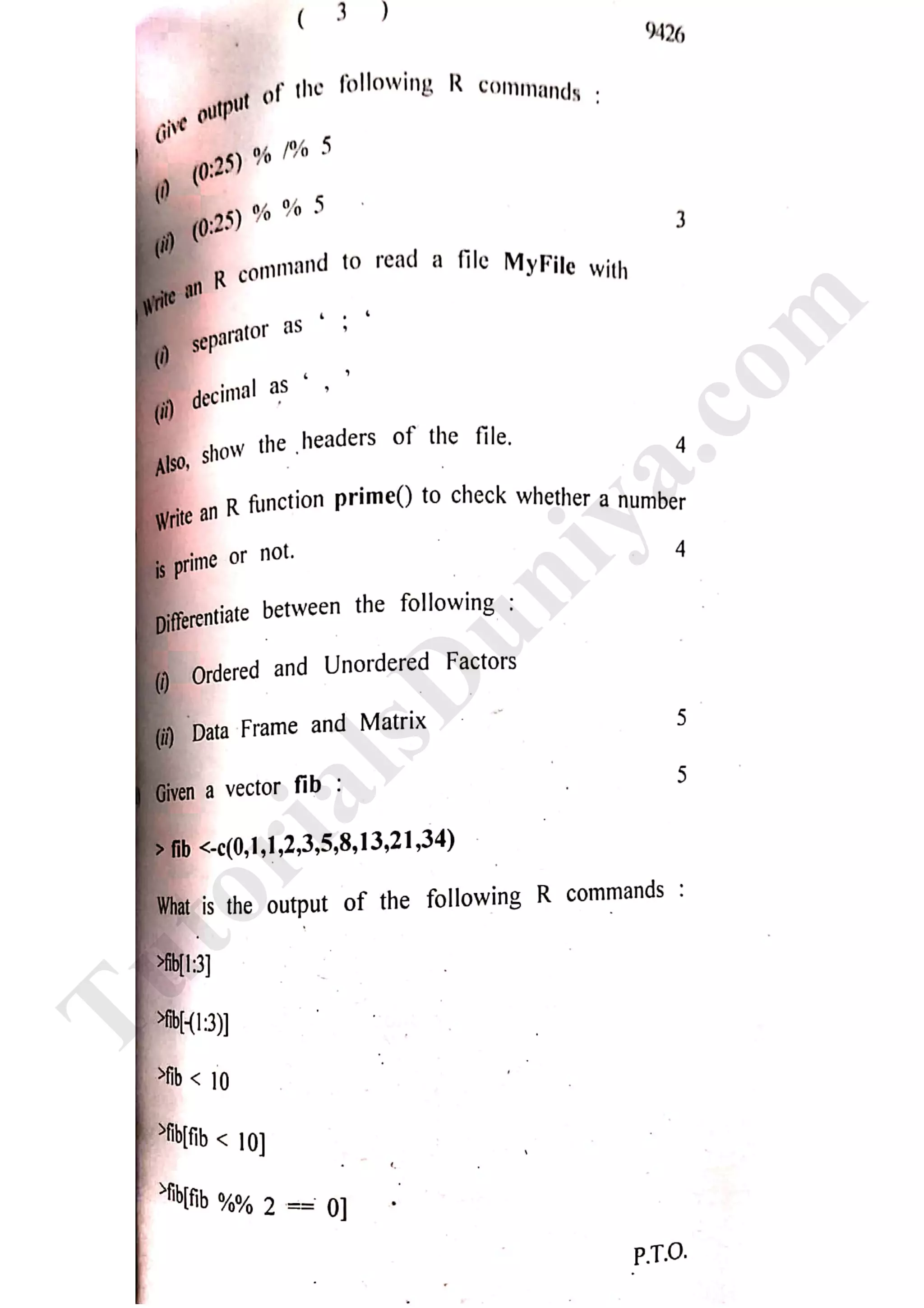 Data science question paper 2018 tutorialsduniya.com